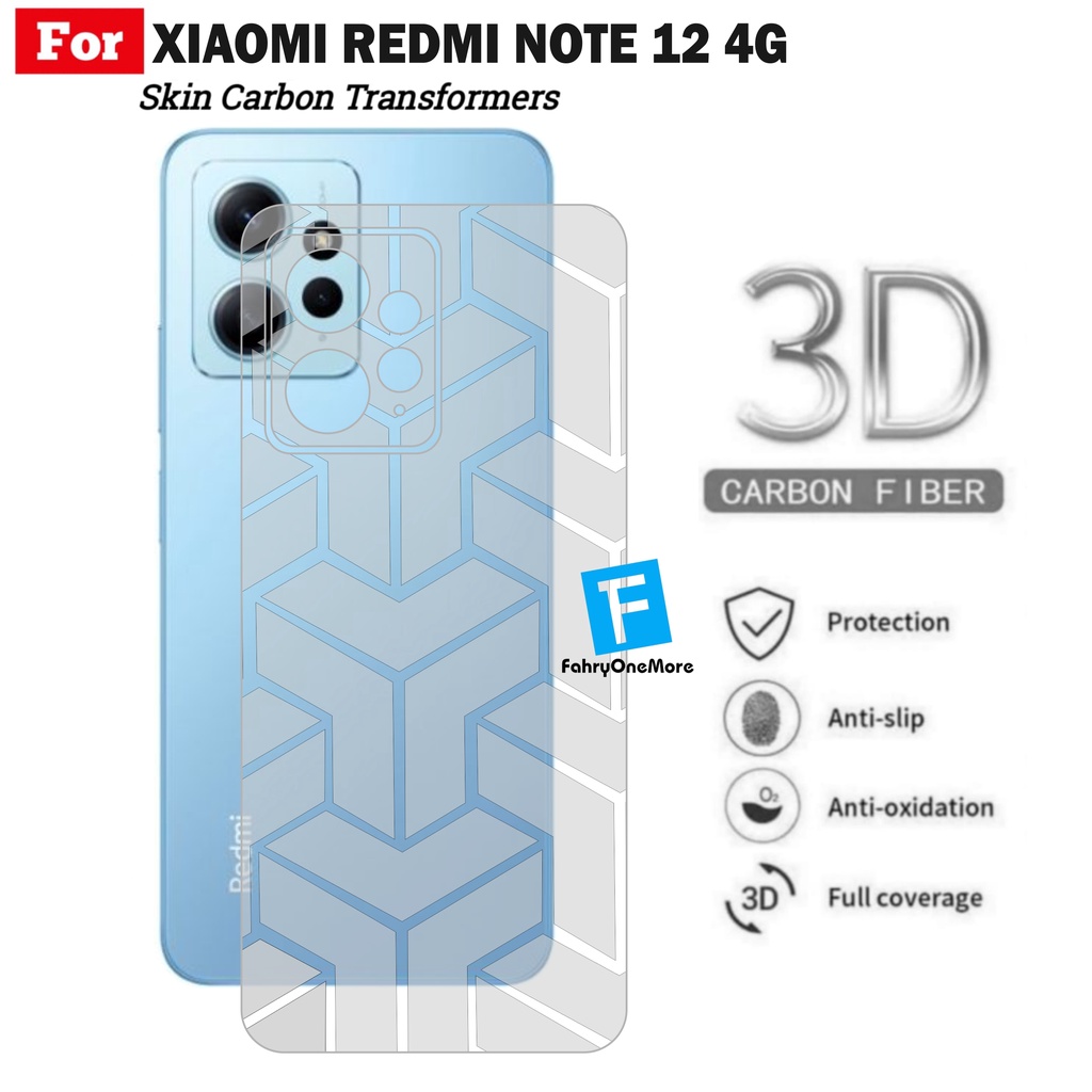 Xiaomi Redmi Note 12 4G Carbon Skin with Transformers Garskin Back of ...