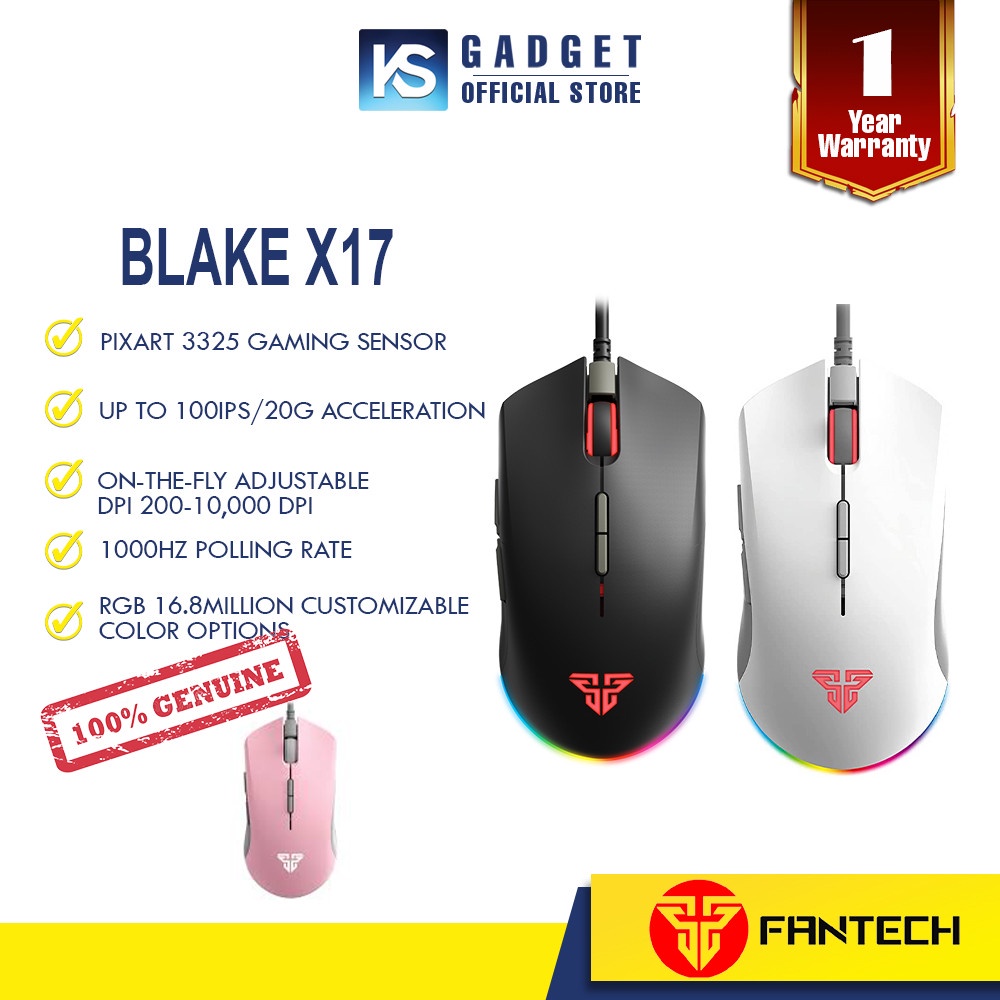 FANTECH X17 BLAKE Professional Wired Gaming Mouse Adjustable 10000 DPI ...