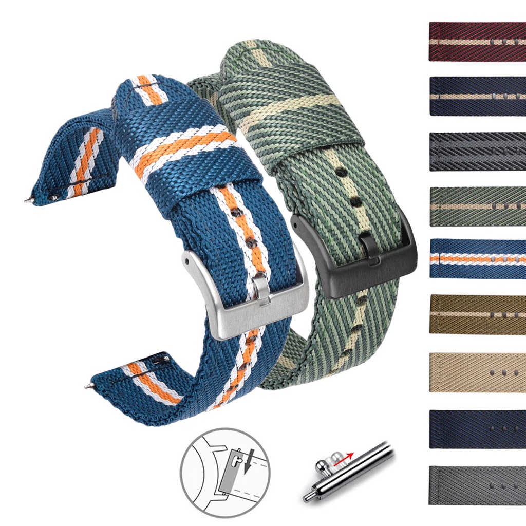 18mm 20mm 22mm 24mm Army Strap Fabric Nylon Watch Band Quick Release ...