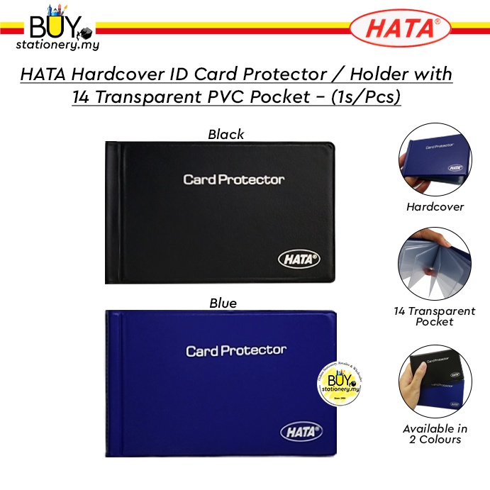 HATA Hardcover ID Card Holder Card Protector Transparent PVC Pocket ...