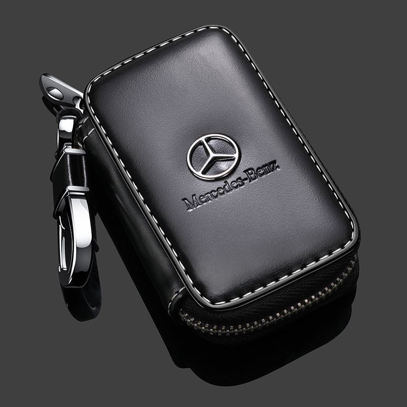 Mercedes Benz Car Key Case Genuine Leather Car Smart Key Chain Keychain ...