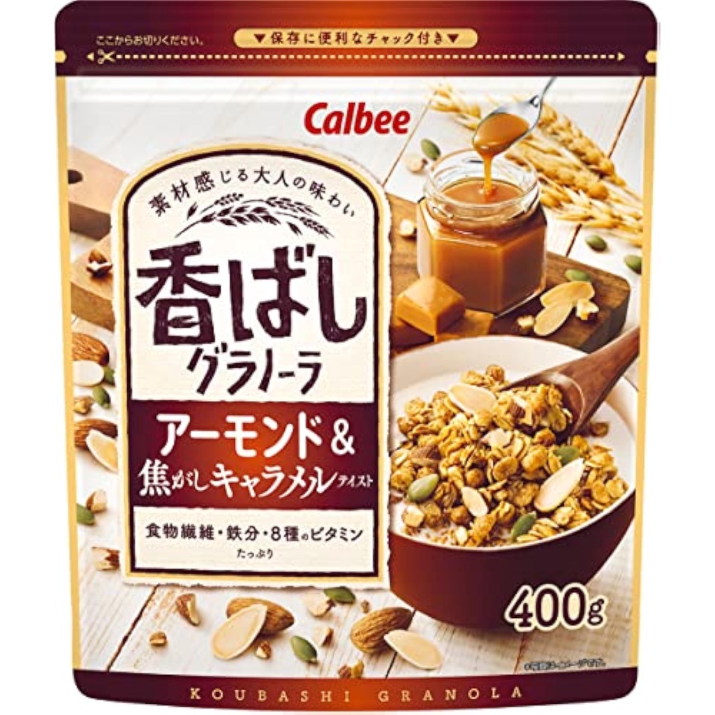 (From Japan)Calbee Pearl Granola Almond & Parked Caramel taste 400g x 8 ...
