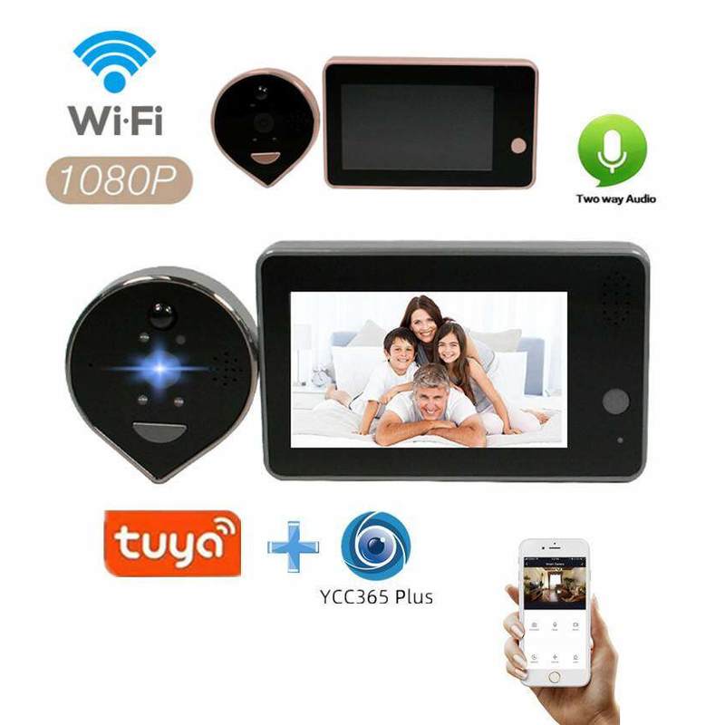 Tuya Smart 1080P WiFi Door Bell Peephole Camera Viewer Home Security ...
