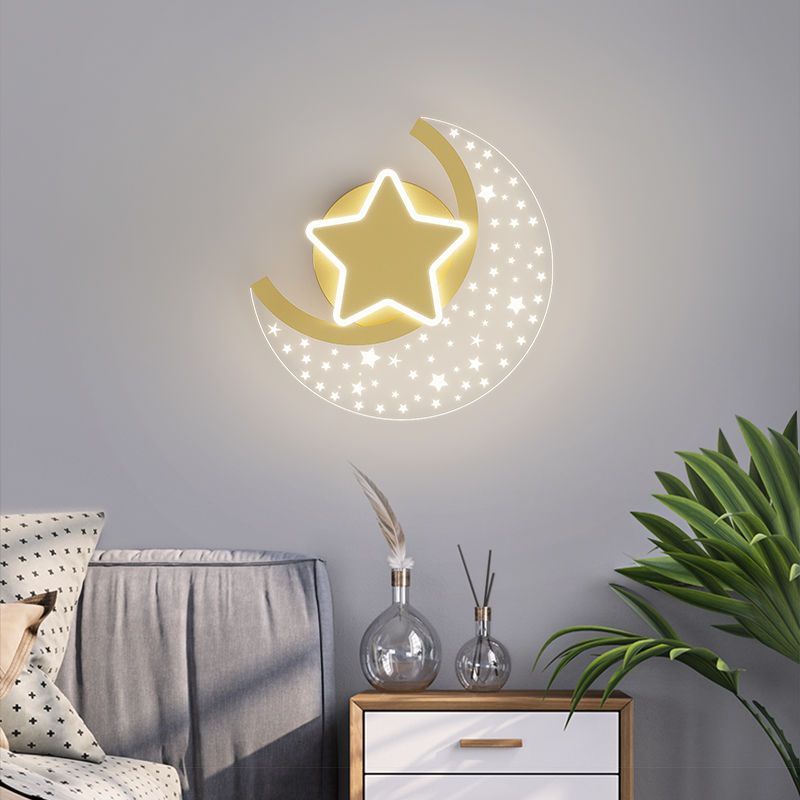 Creative Star Moon Wall Lamp Nordic Light Luxury Bedside Lamp Bedroom ...