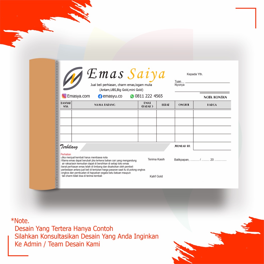 Custom Note Receipt 2ply 1/4 folio Note Book Of Sales Letter Of Road ...