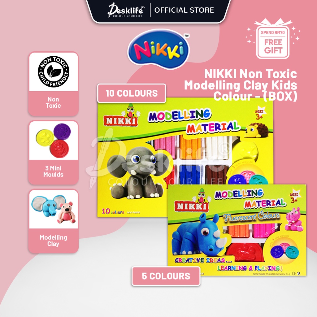 Desklife NIKKI Non Toxic Modelling Clay Tanah Liat Plasticine DIY Kids ...
