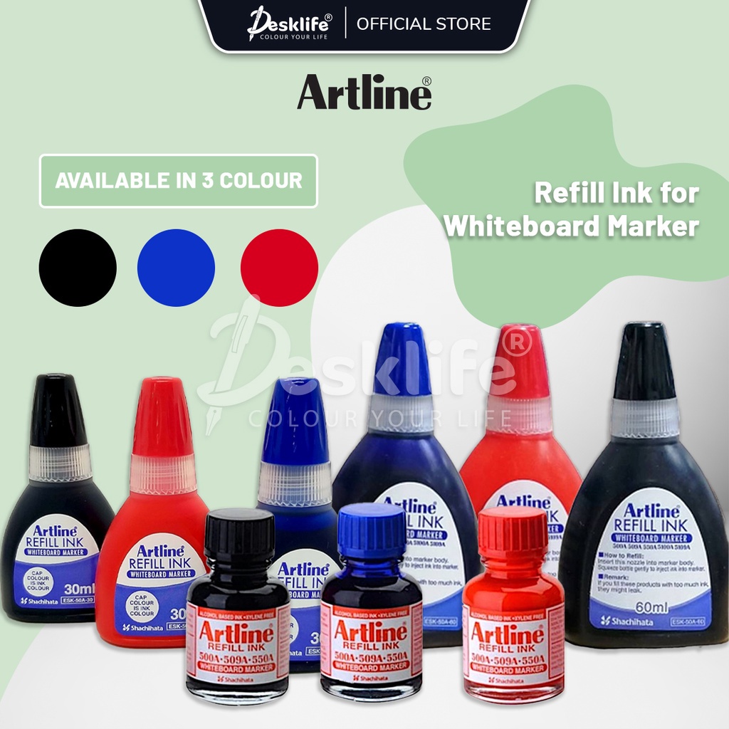 Desklife Artline White Board Marker Refill Ink Blue / Red / Black 20ml ...