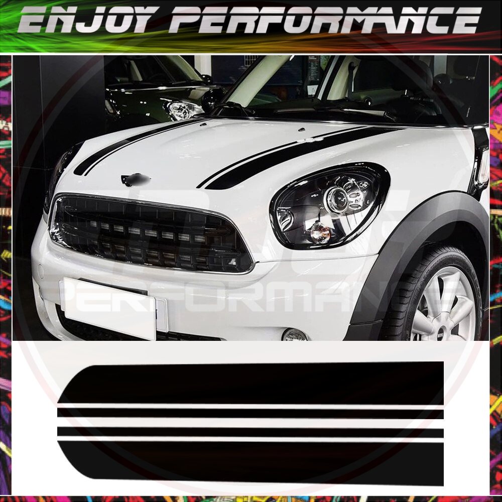 Hood Bonnet Racing Stripes Engine Cover Vinyl Stickers For Mini Cooper ...