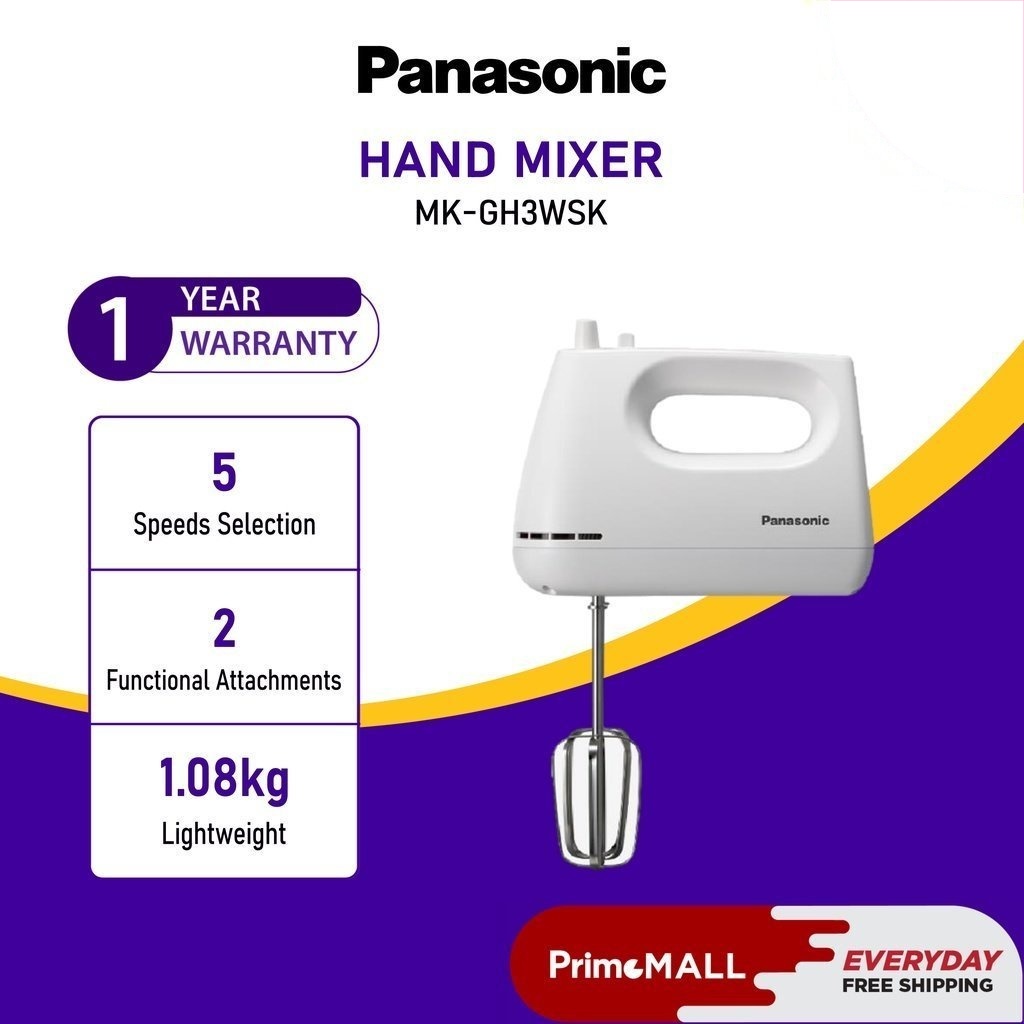 PANASONIC MK-GH3 Hand Mixer 5 Speed Selection MK-GH3WSK Light Beaters ...