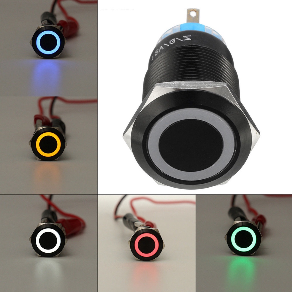 New Black 5 Pin 19mm Led Metal Push Button Latching Switch Waterproof ...