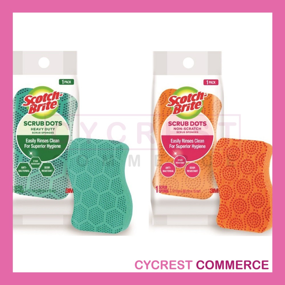 3M Scotch-Brite Scrub Dots Heavy Duty Non-Scratch Scrub Sponges (1's ...