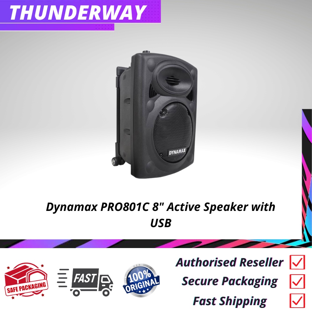 Dynamax PRO801C 8" Active Speaker with USB, Bluetooth 2 x Handheld ...