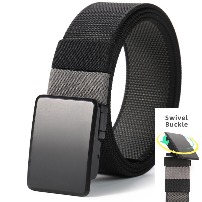 Men Belt Quick Release Buckle Belt Rotating Buckle Nylon Belt | Shopee ...