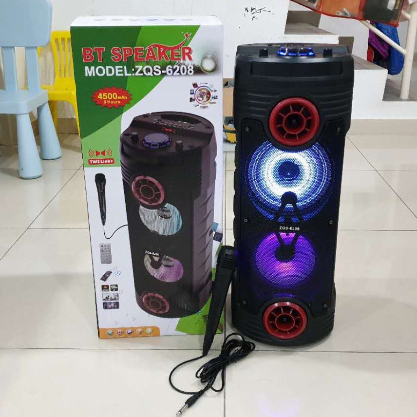 HIGH BASS WIRELESS BLUETOOTH SPEAKER ZQS- 6201WITH FREE MICROPHONE FOR ...