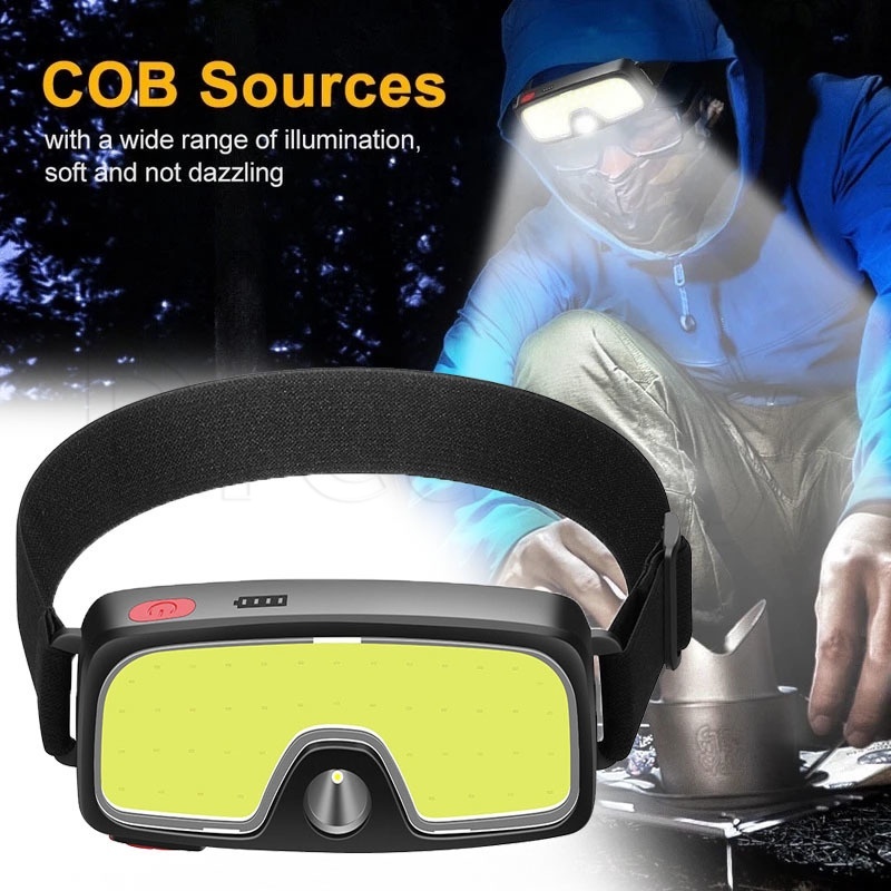 Dual Light Source COB Headlamp with Battery / USB Rechargeable ...