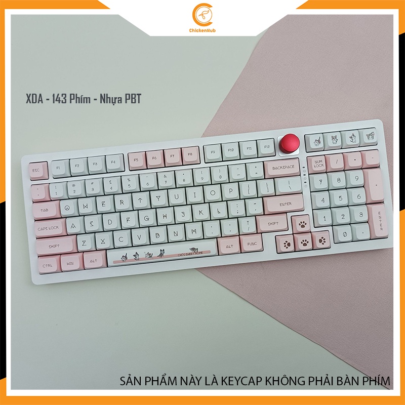 143-key keycaps set with Cheese Cat theme, pbt plastic, xda profile ...