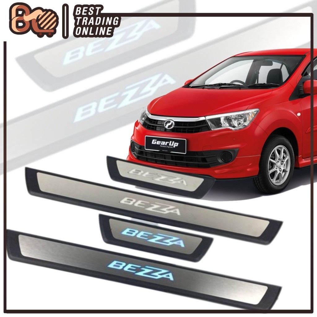 Perodua Bezza Side Steel Plate/Door Side Step With Led Blue 4Pcs ...