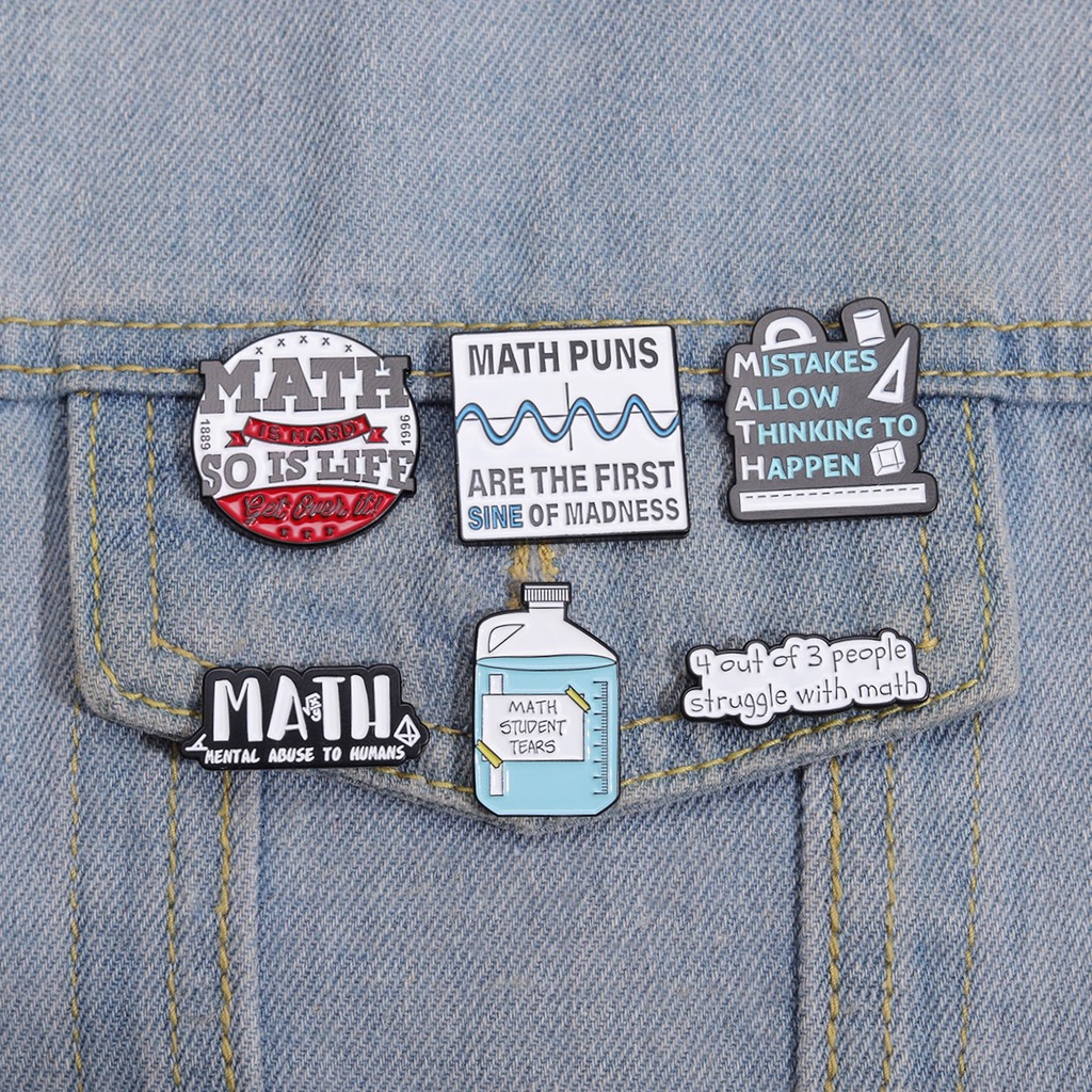 Creative English Enamel Lapel Pin Mathematics Discipline Metal Brooch ...
