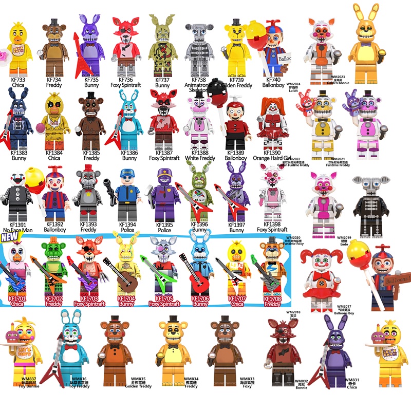 Five Nights at Freddy's Series Freddy Bonnie Chica Foxy Minifigures ...