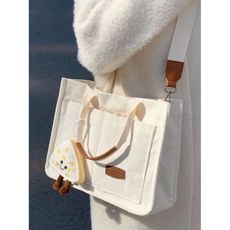Large Capacity Student Class Tote Bag 2023 New Style Niche Corduroy ...