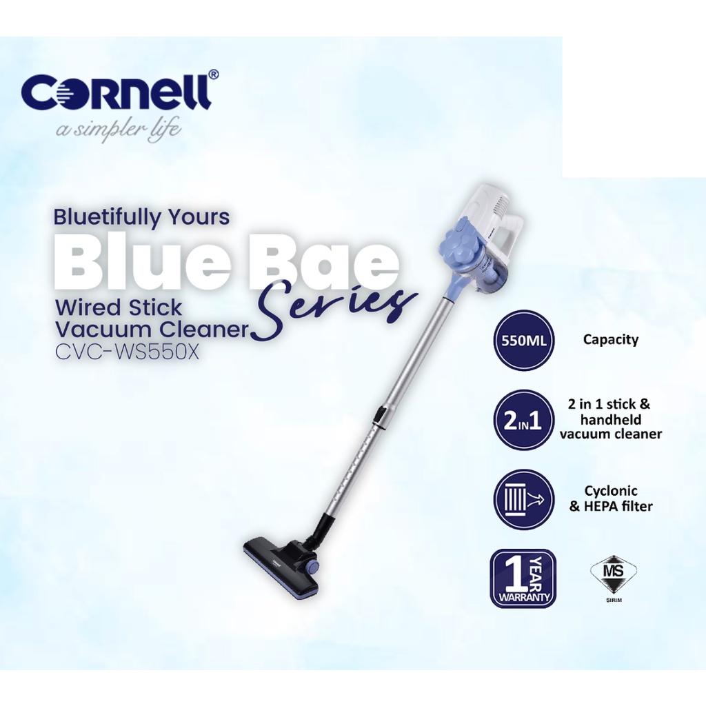 Cornell Blue Bae Series Wired Stick Handheld Vacuum Cleaner CVC-WS550X ...