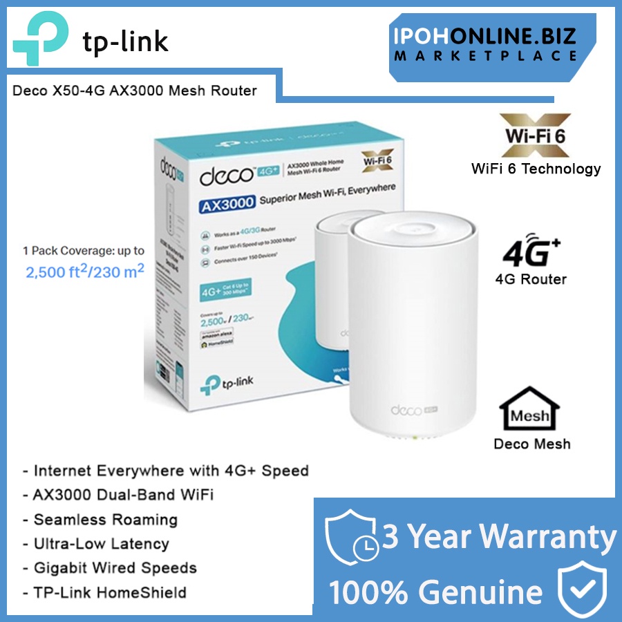 TP-Link Deco X50-4G AX3000 4G+ Whole Home WiFi 6 Gateway Mesh WiFi ...