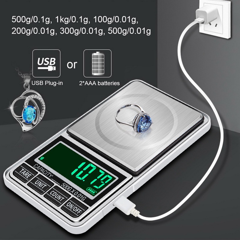 Mini Jewelry Scale USB Pocket Digital Scales 500g/600g 0.01g Precision ...