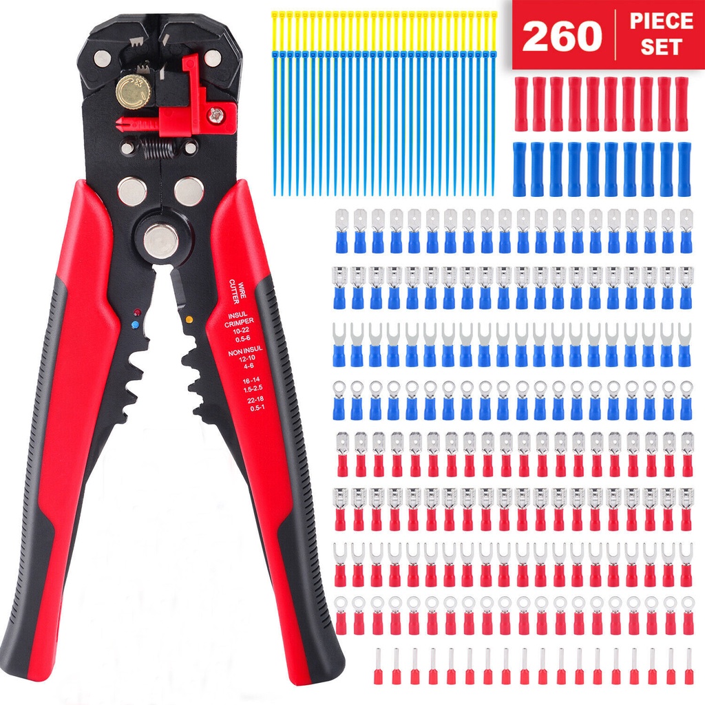 260pcs Tube Terminal Crimping Tools Wire Stripper Crimper Plier Set ...