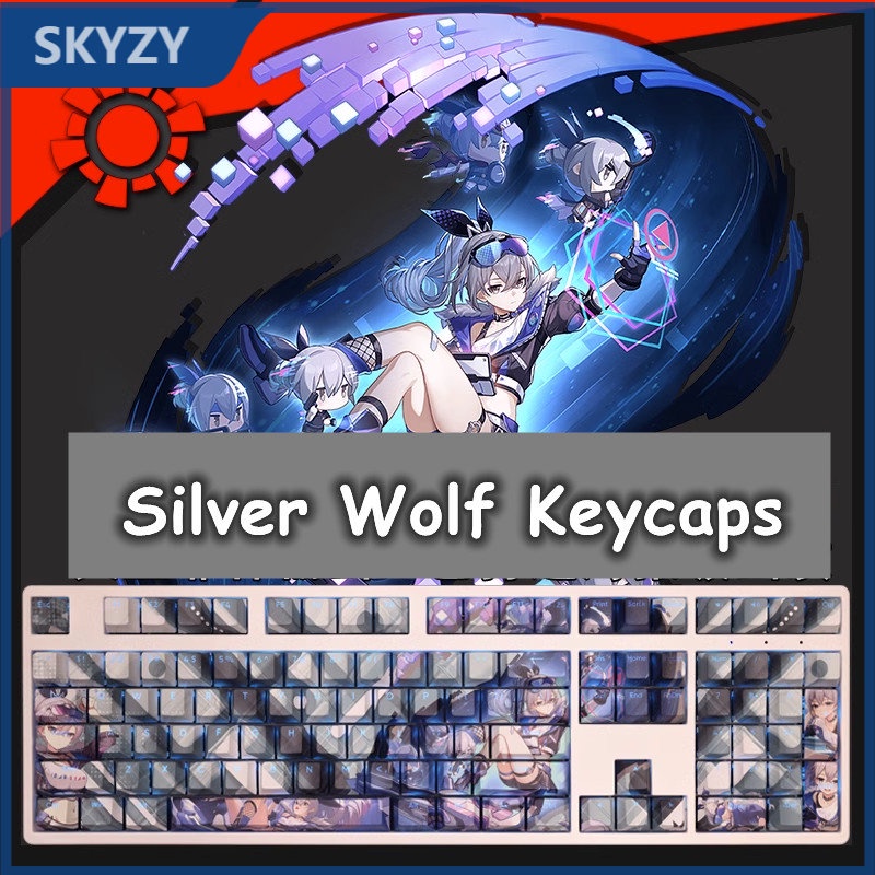 Silver Wolf Keycaps Cherry Profile anime Honkai Star Rail PBT Dye Sub ...