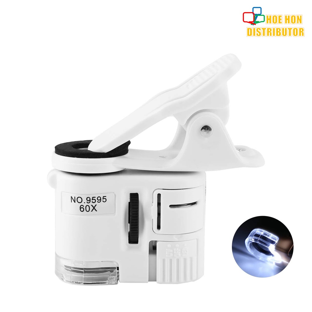 Universal Phone Camera Clip-on Microscope 60x White LED UV Detection ...