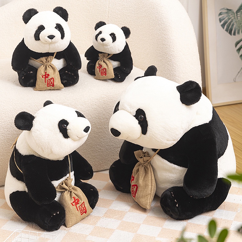 Simulated Cute Pandas Plush Toy Cartoon Stuffed Real Life Lovely Panda ...