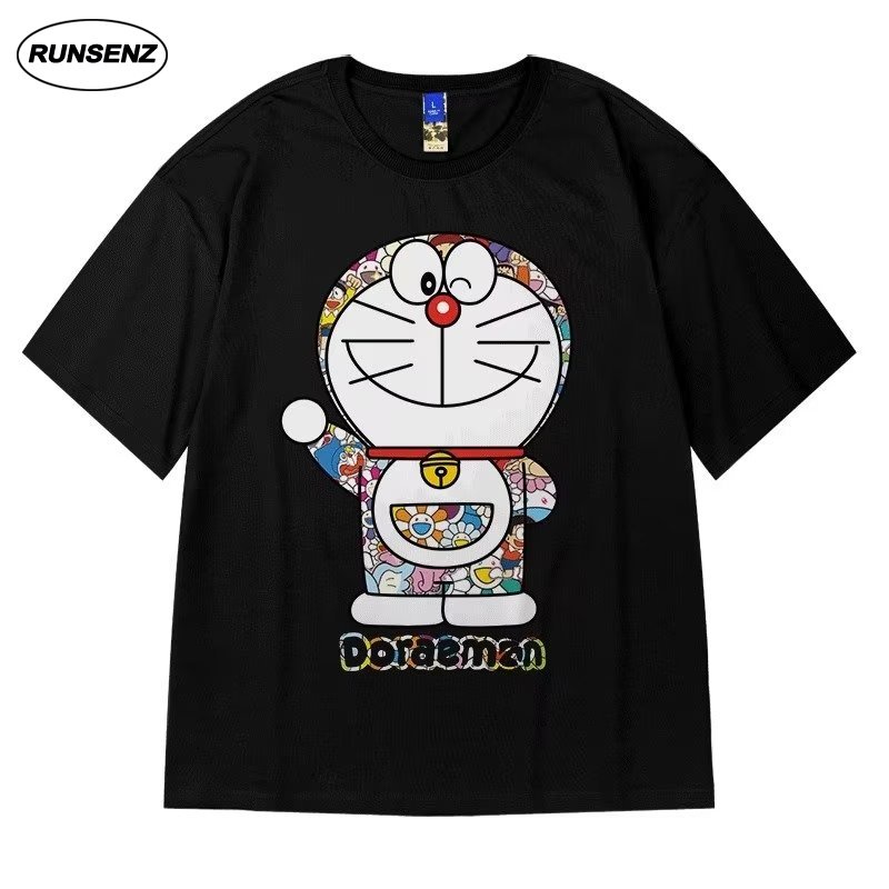 M-8XL Anime Doraemon Clothes 100% Cotton Short Sleeve T Shirt Men Plus ...