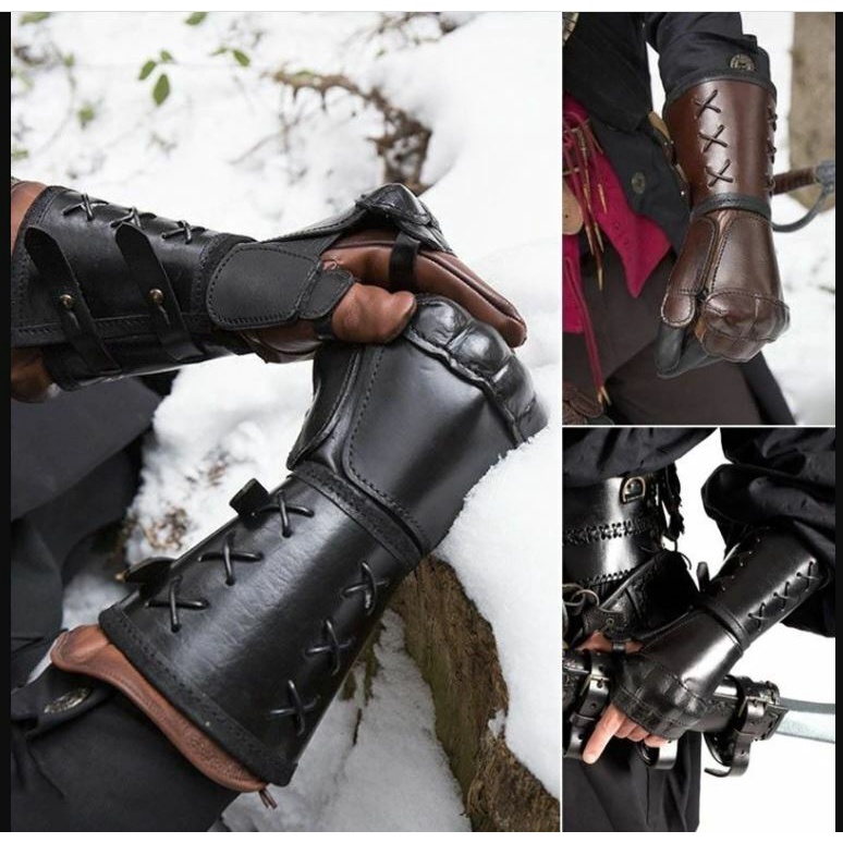 Medieval Arm Guard Armor Cuff Leather Bracer Gloves Knight Battle ...