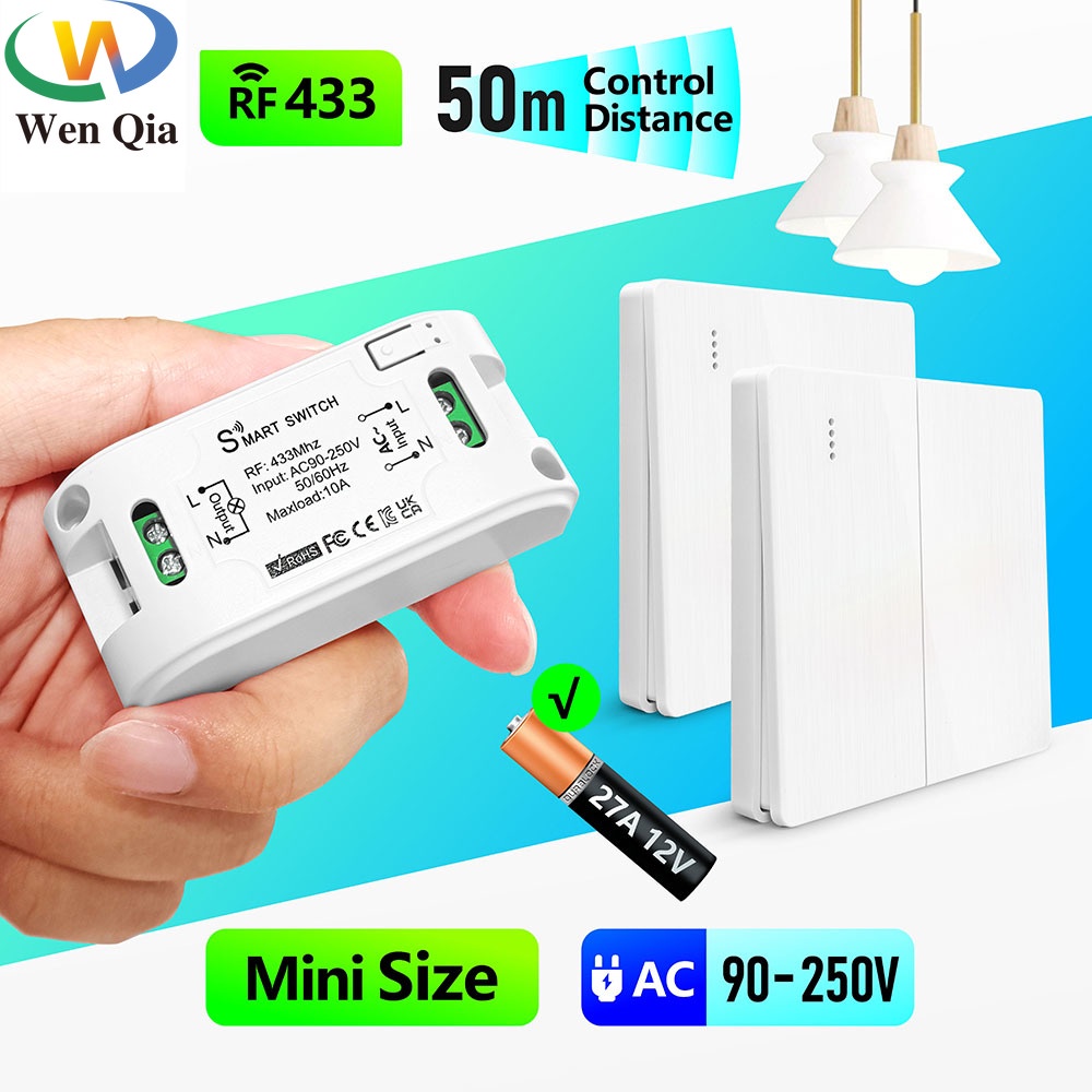 Wenqia RF 433MHz Wireless Light Switch and Wall Mounted Wall Switch ...