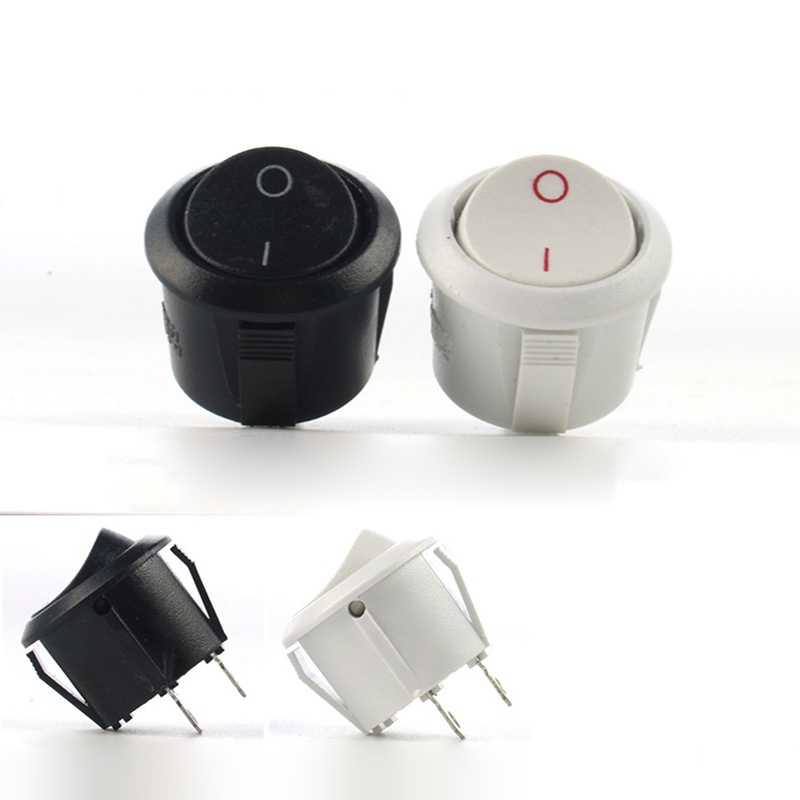 2/5pcs Black White 2PIN ON/OFF Round Rocker Toggle Power Button Switch ...