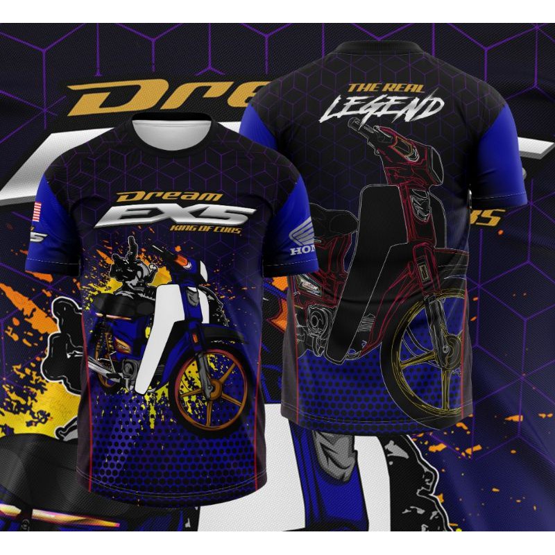 Honda EX5 Sublimation Tshirt | Red & Blue | Baju EX5 | ShortSleeve ...