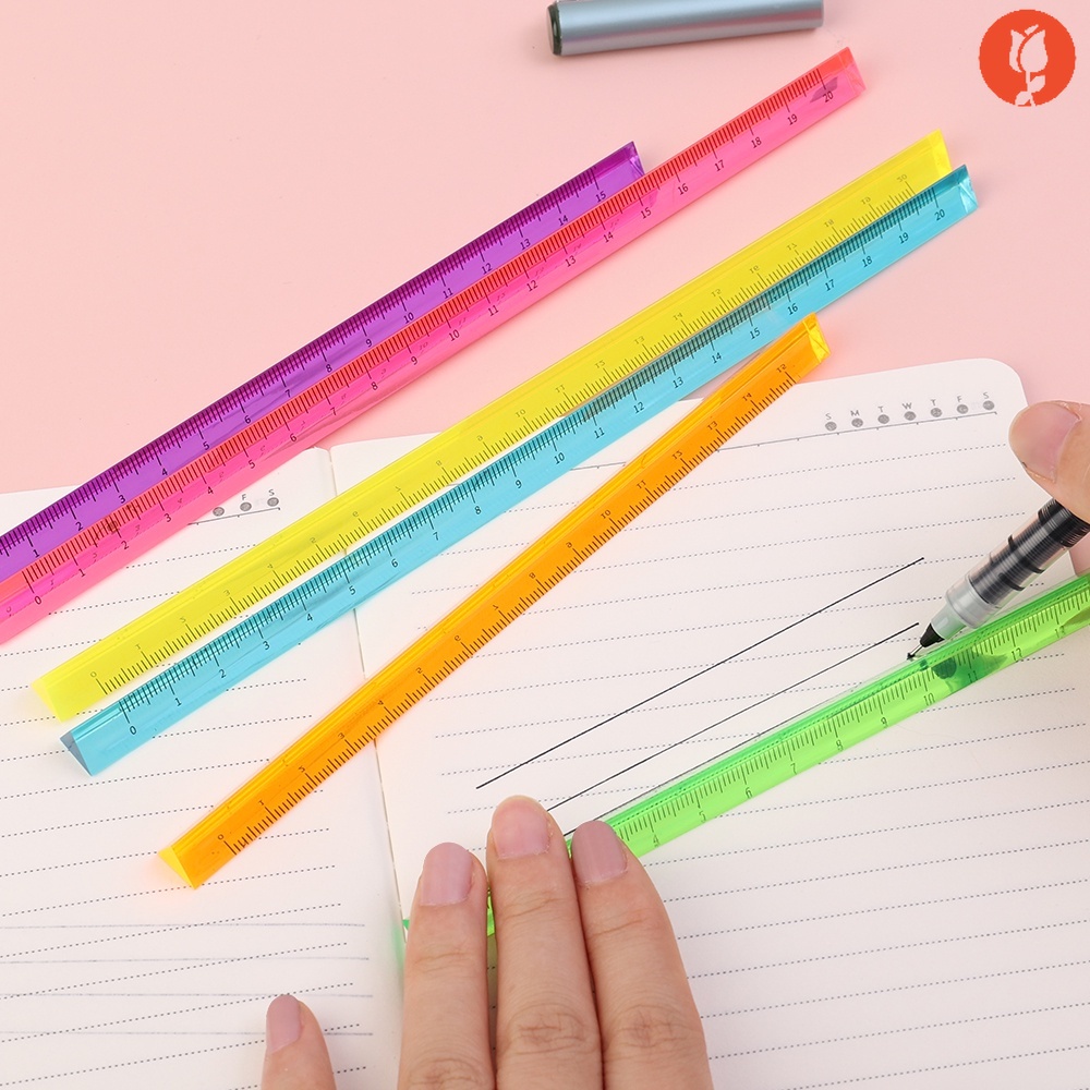 Random Color Acrylic Triangle Ruler / 3D Colorful Transparent Measuring ...