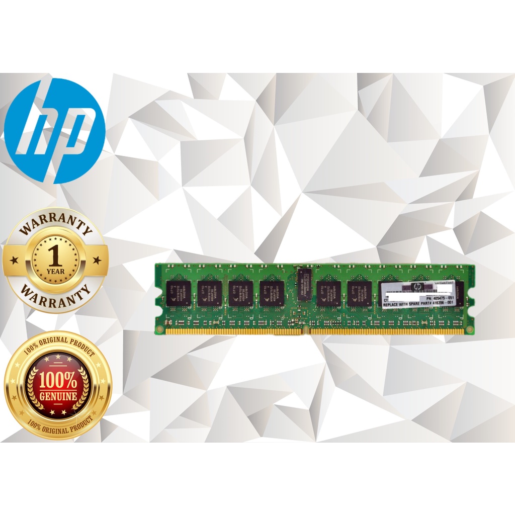 HP 1GB Reg PC2-5300 (1x1GB) Kit (416356-001) | Shopee Malaysia