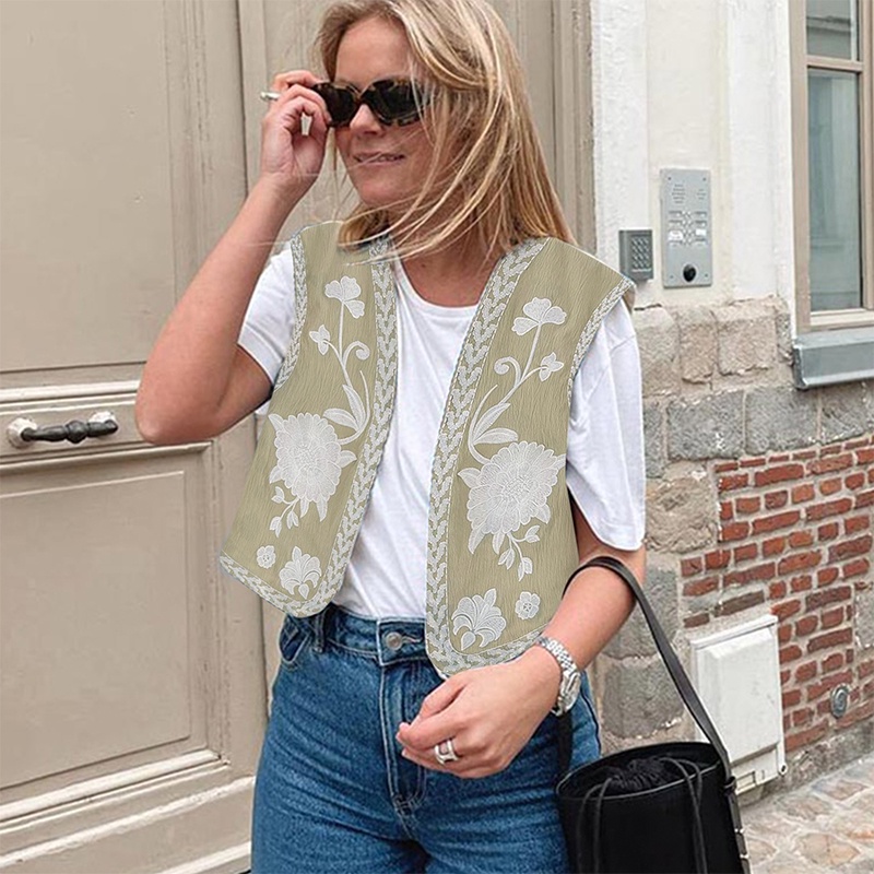 Floral Embroidery Vintage Short Vest Jacket Fashion National Style ...