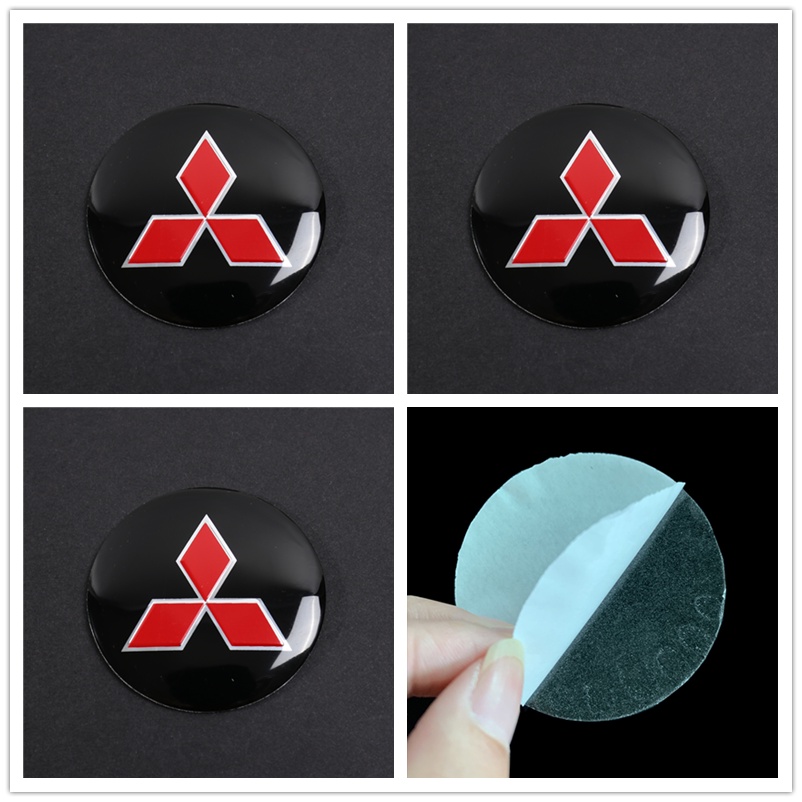 4PCS/SET 56mm Mitsubishi Logo Car Steering Tire Wheel Center 3D Sticker ...
