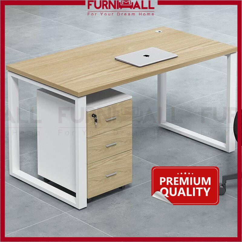 Furnimall 4feet Premium Writing Table with Drawer Office Table Metal ...