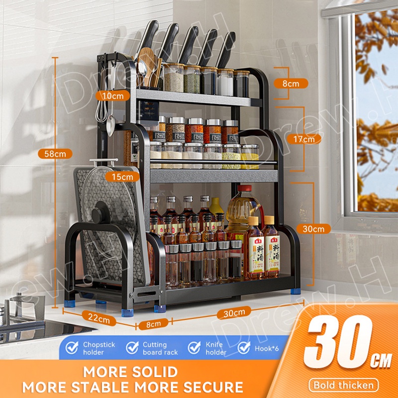 Kitchen Spice Rack Kitchen Rak Dapur Rak Rempah Stainless Steel ...