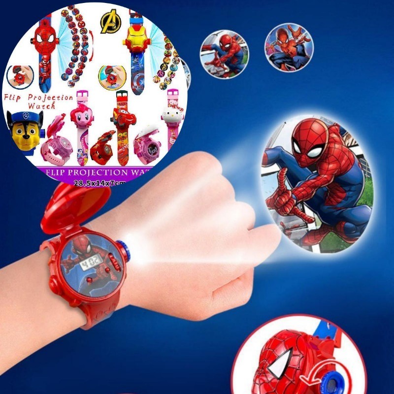 3D Projection Marvel Iron Spiderman Children Watches Girls Captain ...