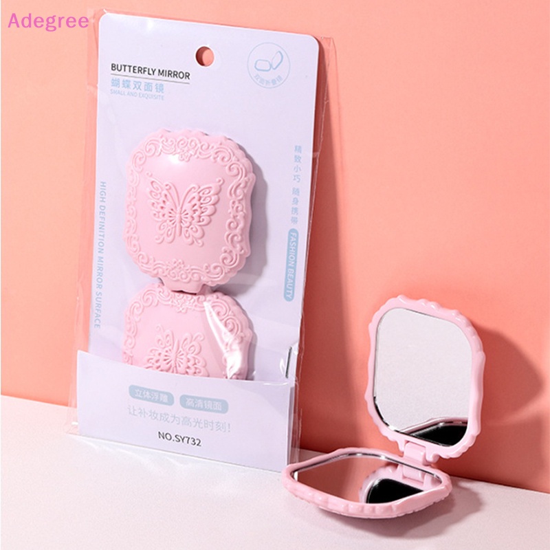 Adegree Butterfly Makeup Mirror Vintage Folding Round Girls Small Hand ...