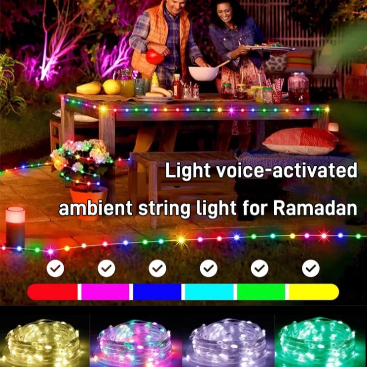 Light voice-activated ambient string light for Ramadan LED Decorative ...