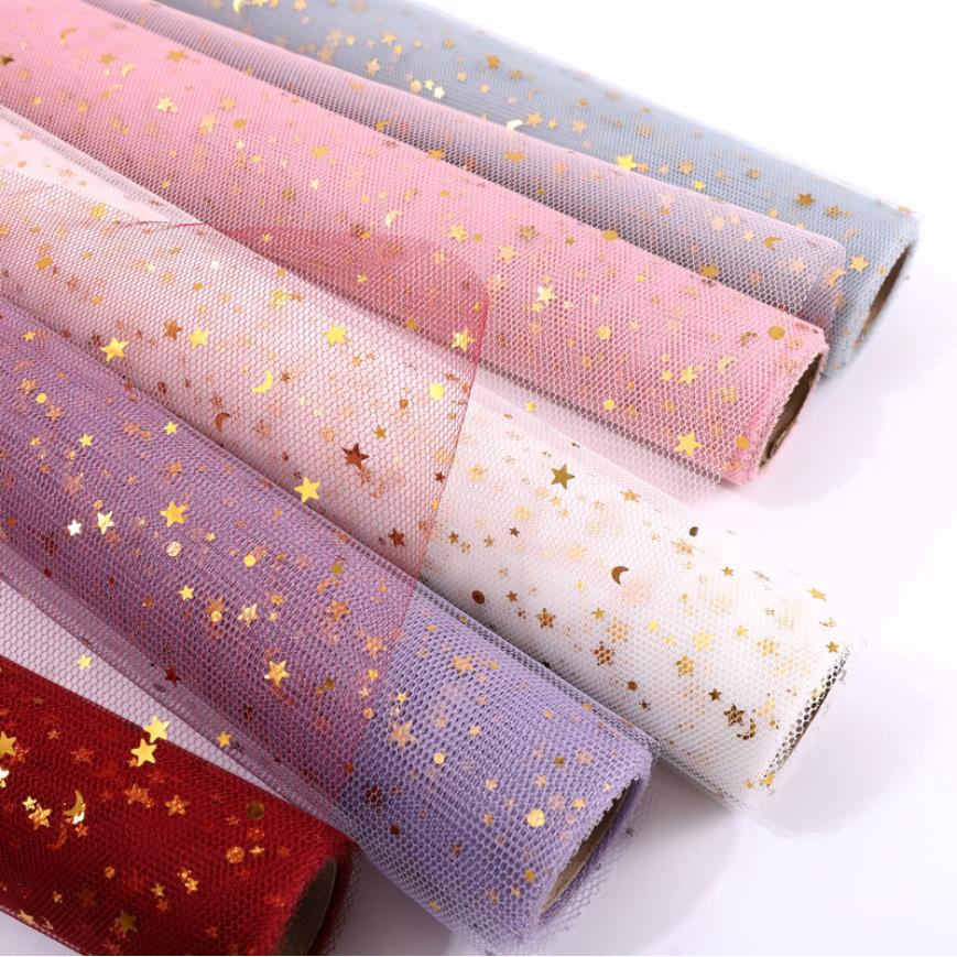 70*50cm Star and Moon mesh Lollipop bouquet DIY flowers wrapping paper ...