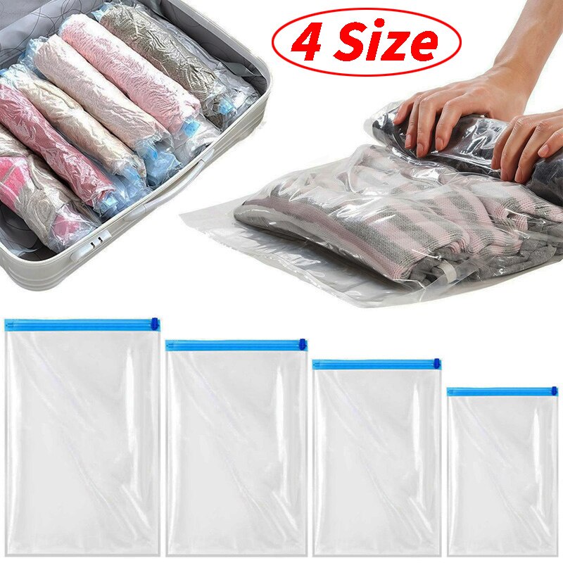 Compression Bag Hand Rolling Vacuum Bags Transparent Clothing Packing ...