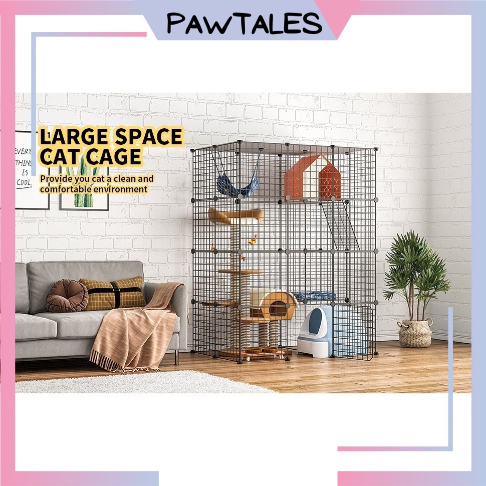 PAWTALES DIY Panel Pet Cage Fence Dogs Rabbits Cat Cage Iron Metal ...