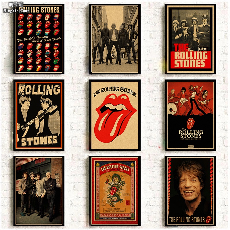 Vintage Big Mouth Music Rock Large tongue Band Kraft Paper Bar Poster ...