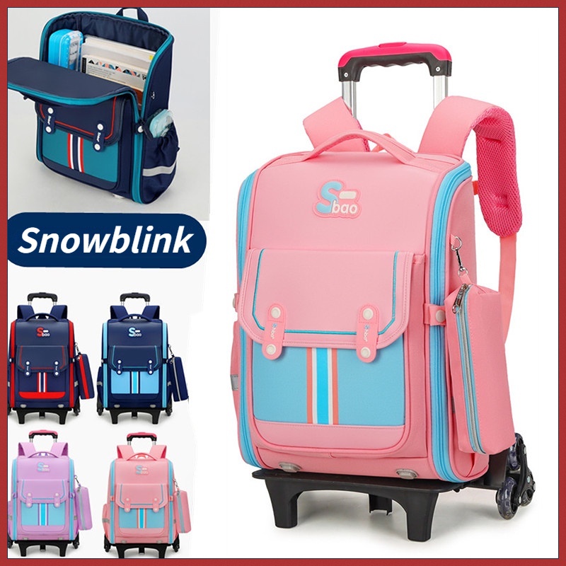 British Style Trolley Bag for Kids Trolley Backpack Wheeled School Bag ...